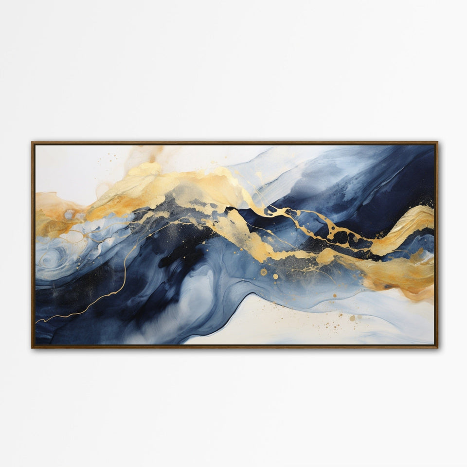 Mounted Canvas Framed Abstract Art Ocean Abstract Painting – Artworld